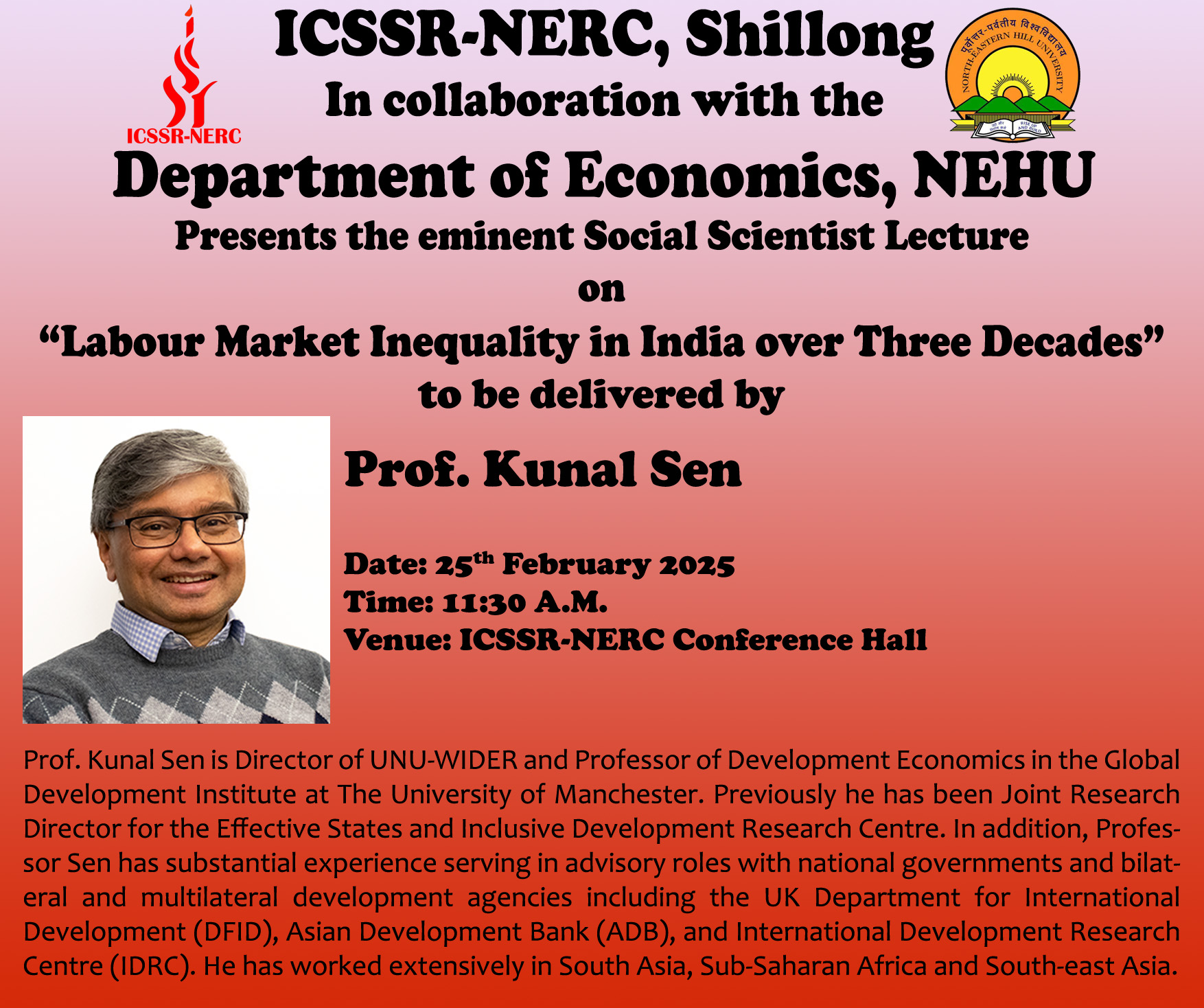 Social Scientist Lecture by Prof. Kunal Sen – ICSSR
